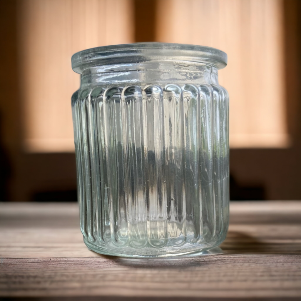 Transparent Ribbed Jar For Candle Making (200 Gm)