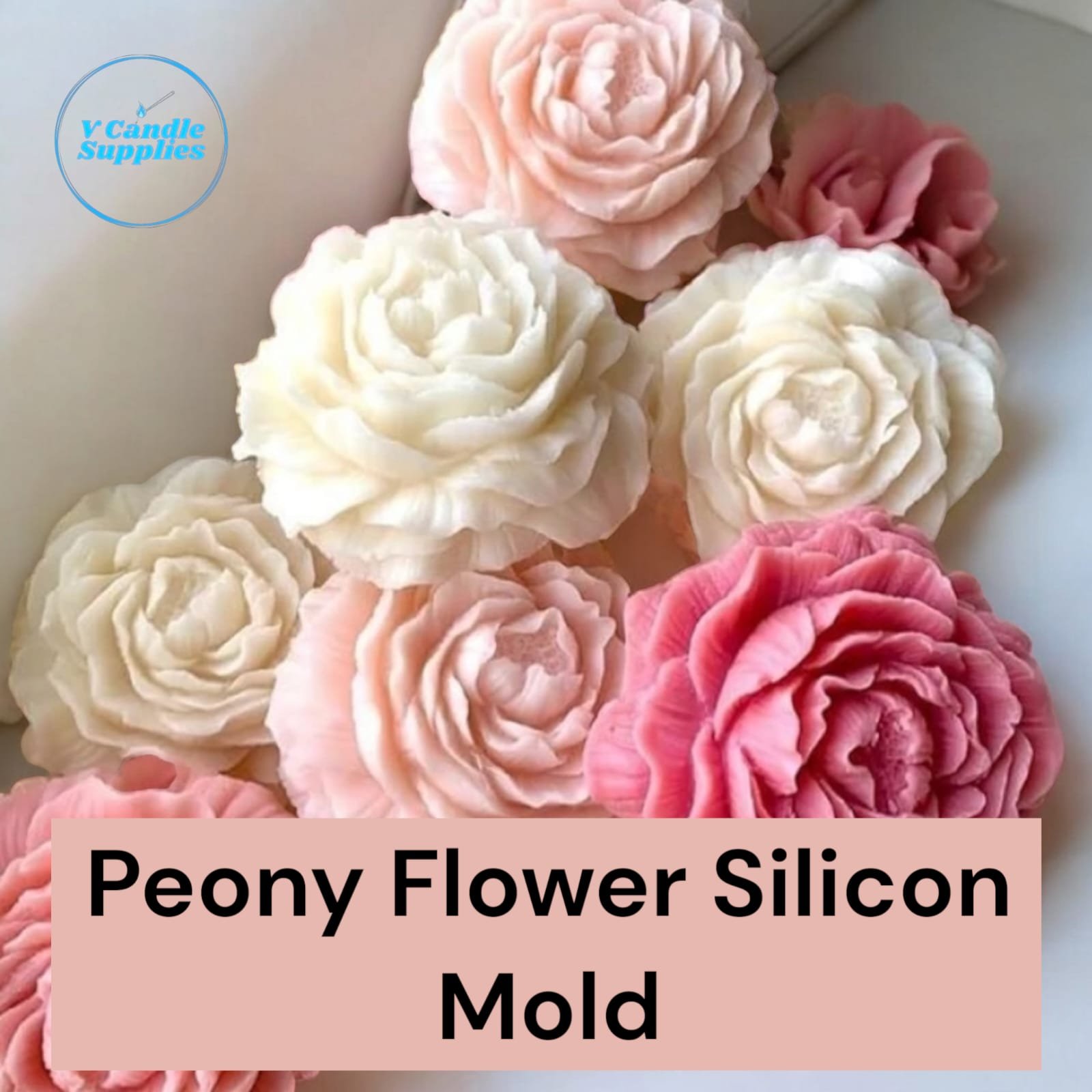 Peony Flower Silicon Mold For Making Candles - V Candle Supplies - Raw ...