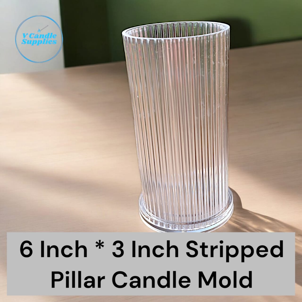 6 Inch * 3 Inch Stripped Candle Pillar Polycarbonate Mold For Making ...