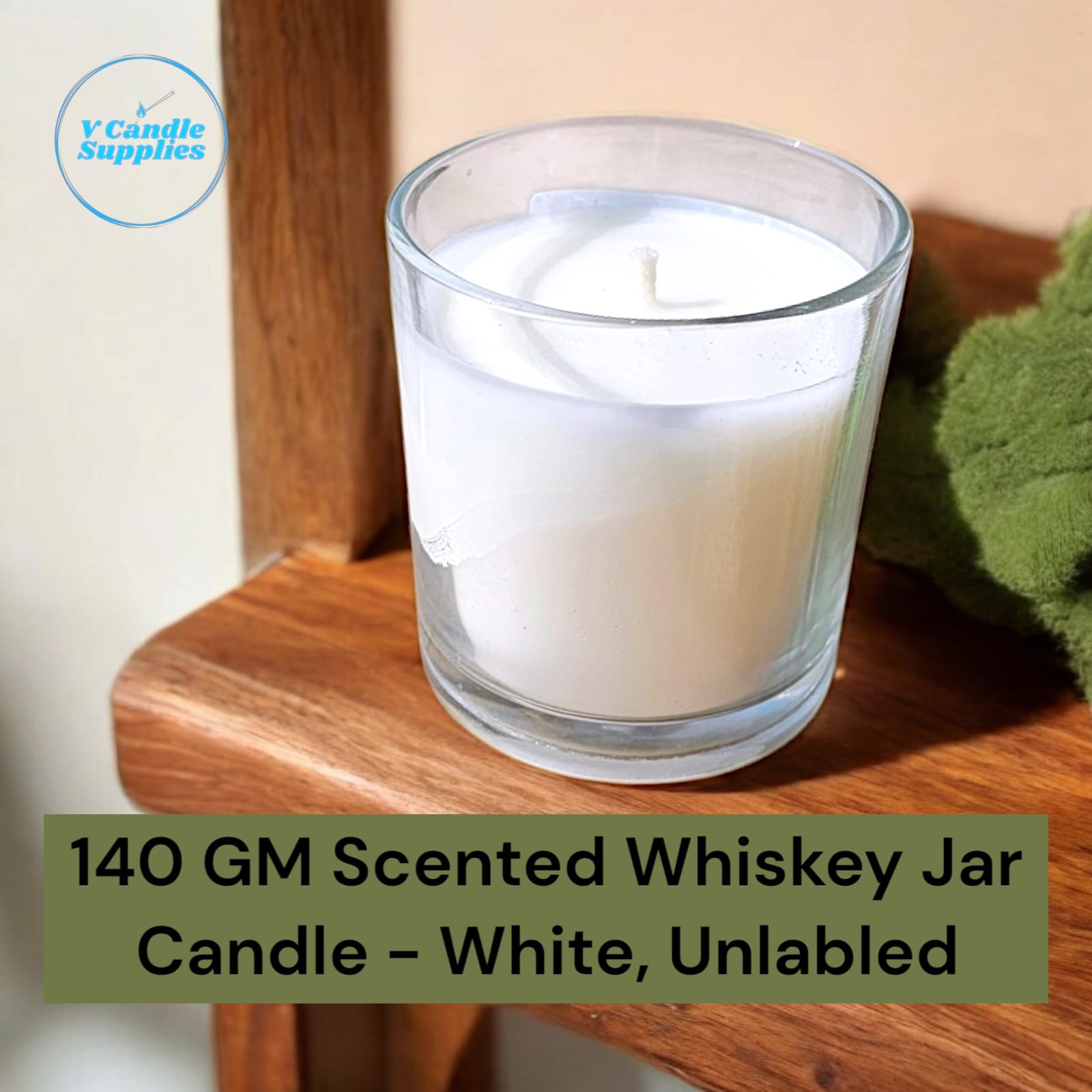 140 GM White Scented Jar Candle In Transparent Whiskey Glass Jar - Set ...