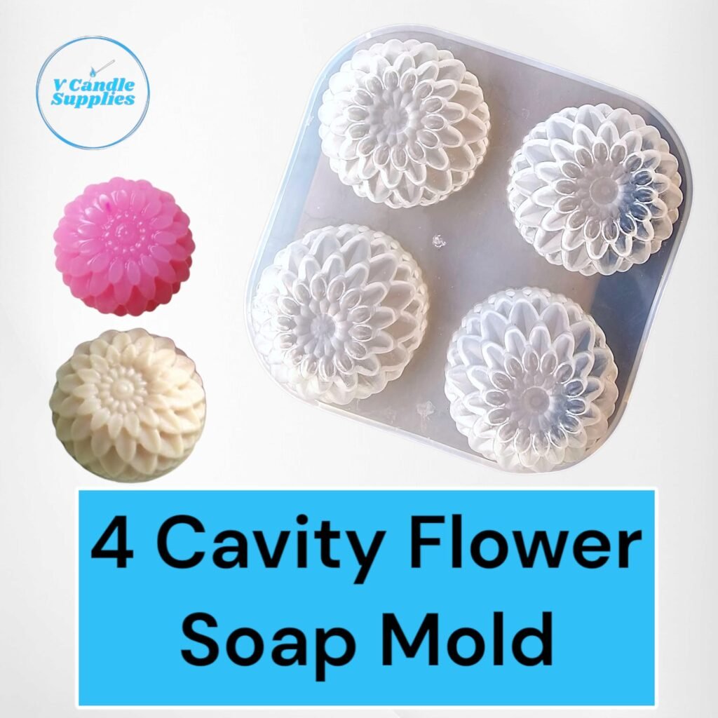 4 Cavity Flower Shaped Soap Making Silicone Mold