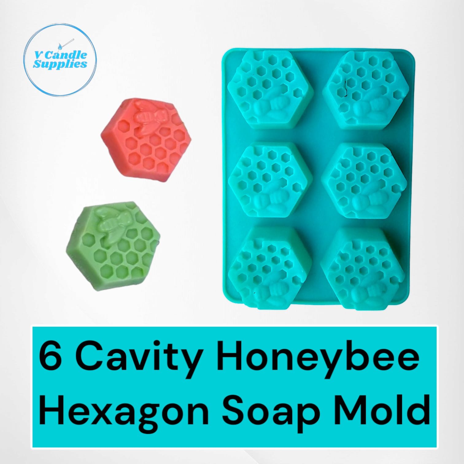 6 Cavity Honeybee Silicone Soap Mold | Hexagon Shape
