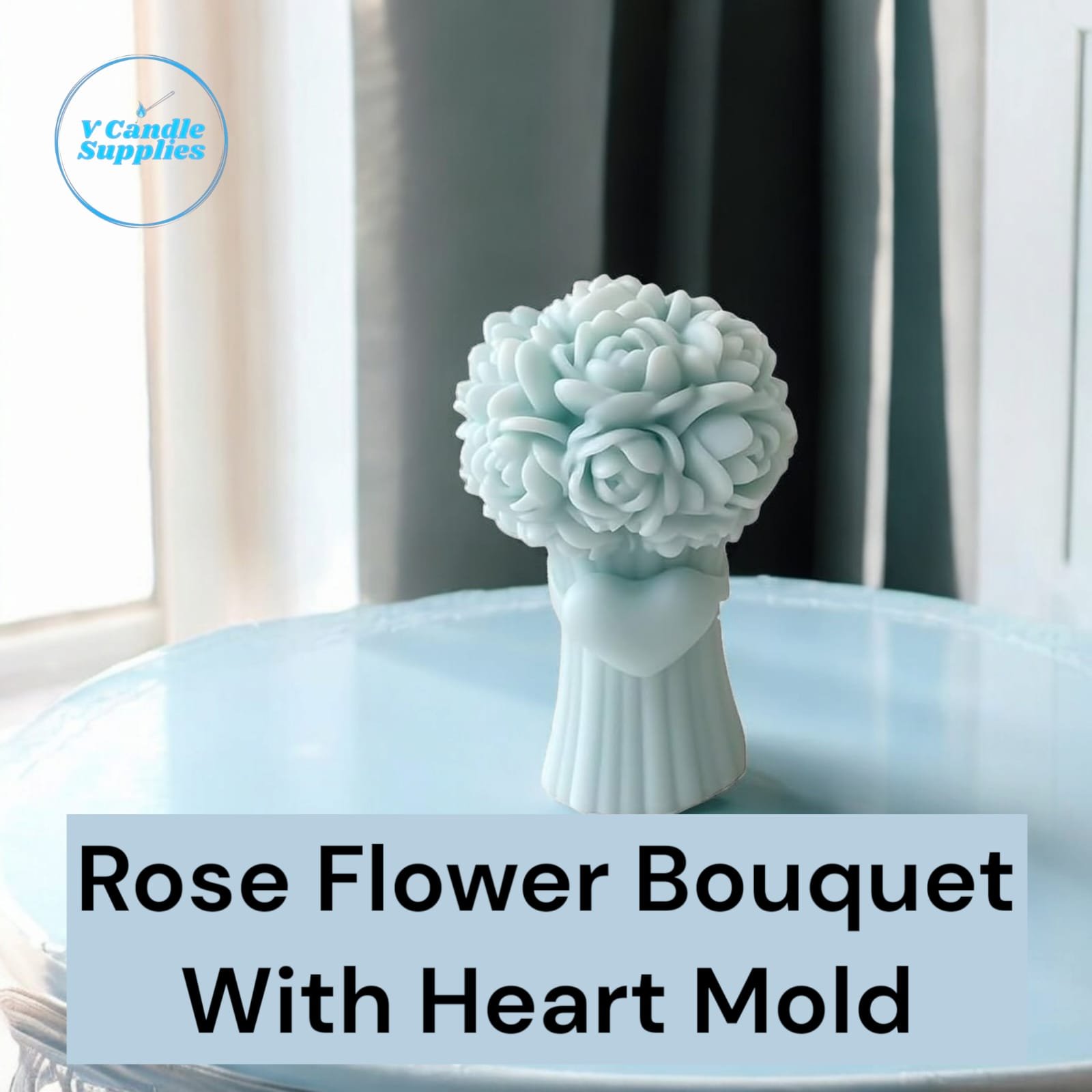 Rose Flower Bouquet With Heart Silicon Mold For Making Candles - V ...