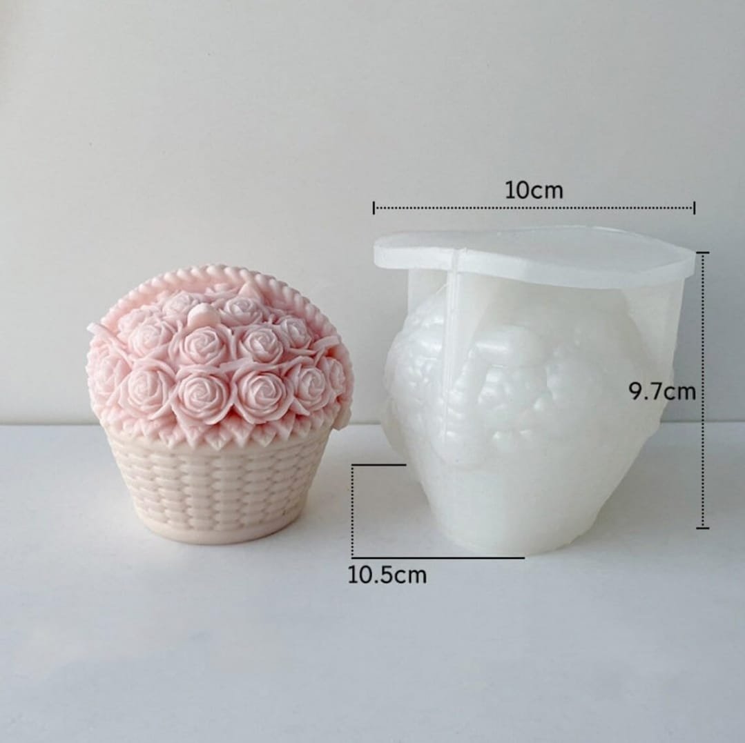 Rose Flower Basket Mold | Silicone Mold For Making Candles - V Candle ...