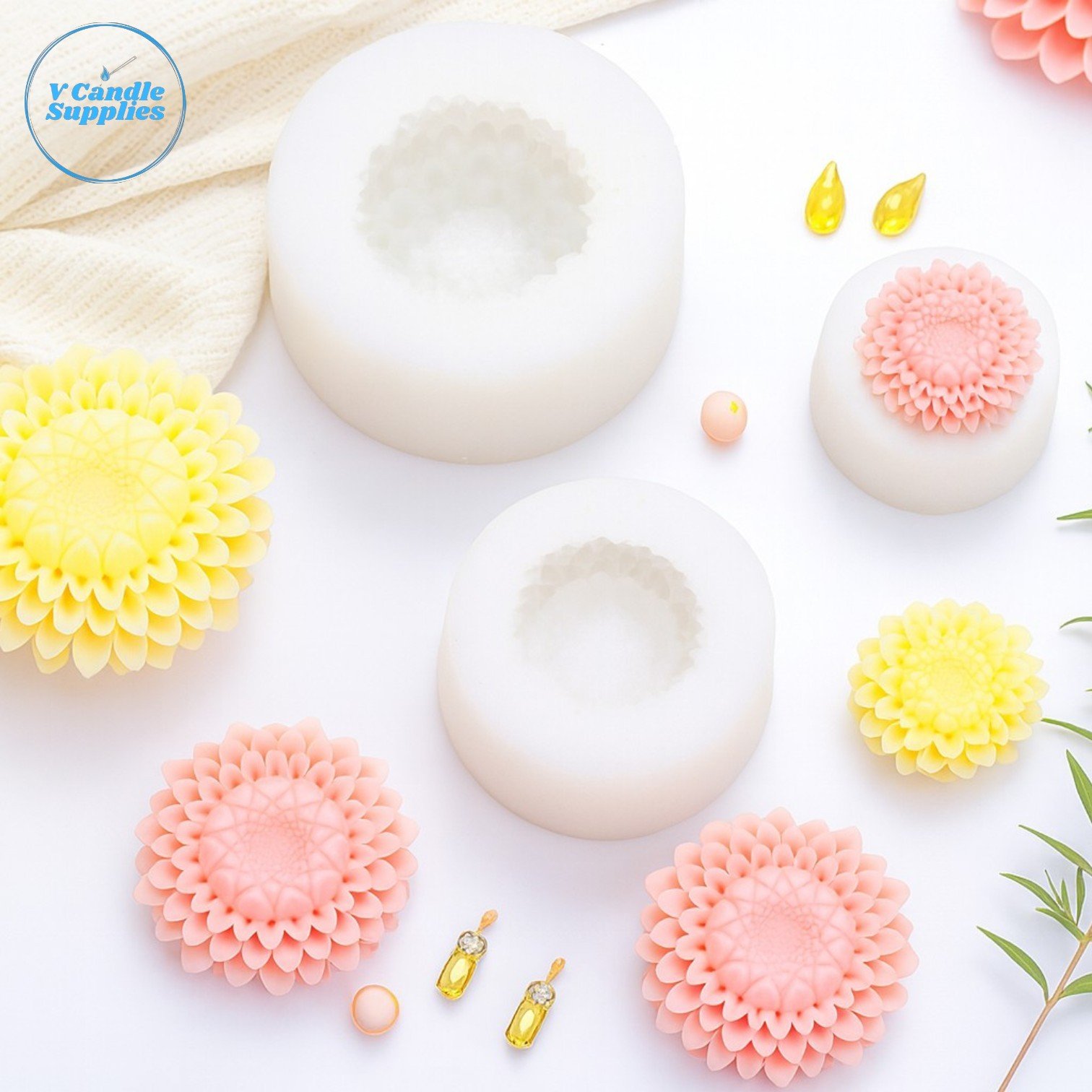 Hipppy Bloom Candle Mold Big Small Vc069 Vc070 Silicone Molds