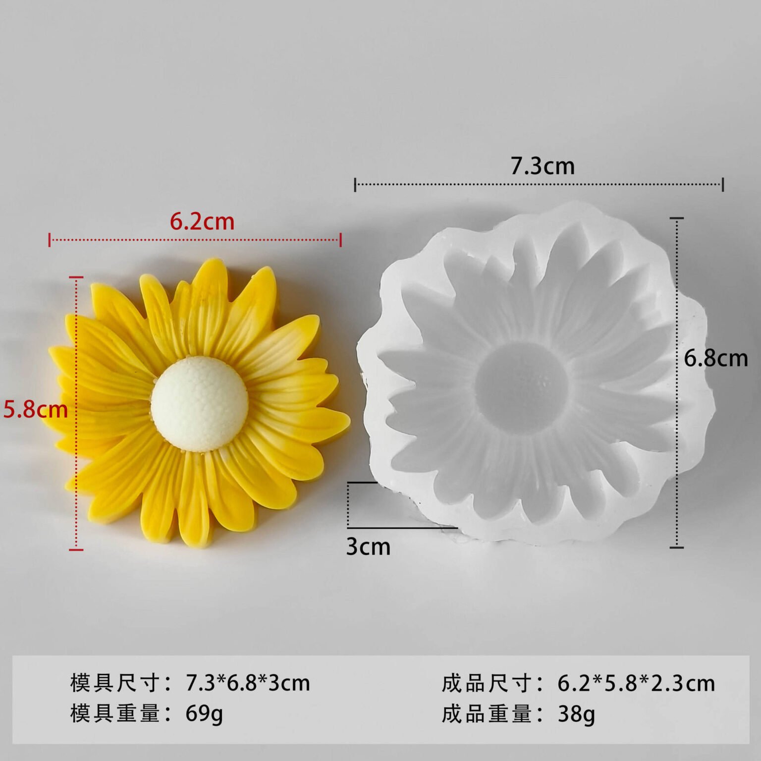 3D Daisy Flower Silicon Mold - GK017 | Silicone Molds For Candle Making ...