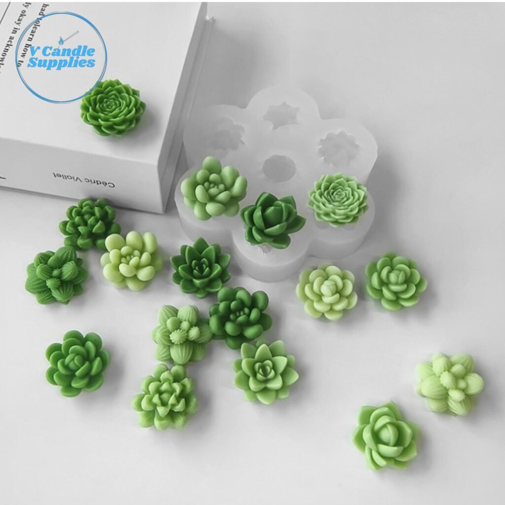 7 Cavity Mini Succulent Candle Silicone Mold | Silicone Molds For ...